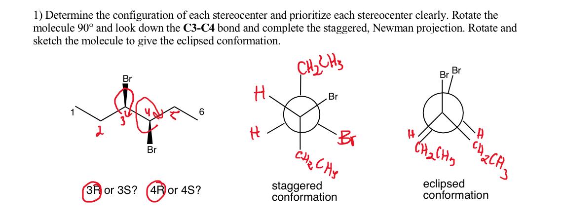 Solved 1) Determine the configuration of each stereocenter | Chegg.com