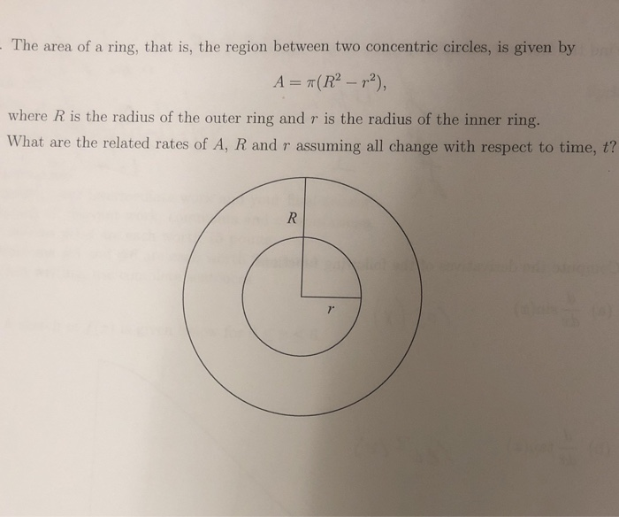 Solved The area of a ring, that is, the region between two | Chegg.com