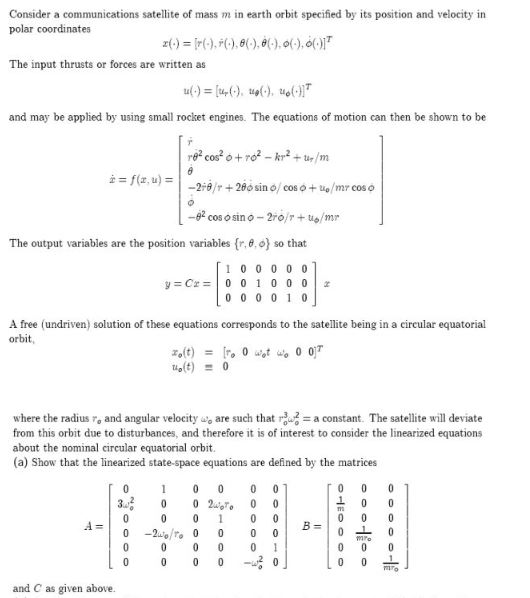 Consider a communications satellite of mass m in | Chegg.com
