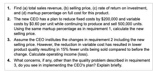 Solved ? 500,000 units ? Total sales revenues Number of | Chegg.com