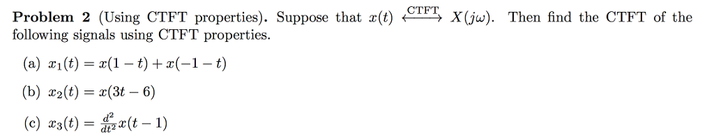 Solved lick t Problem 2 asks for CTFTs in terms of X(j). If | Chegg.com
