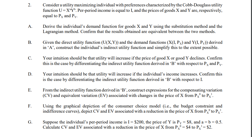 2. Consider a utility maximizing individual with | Chegg.com