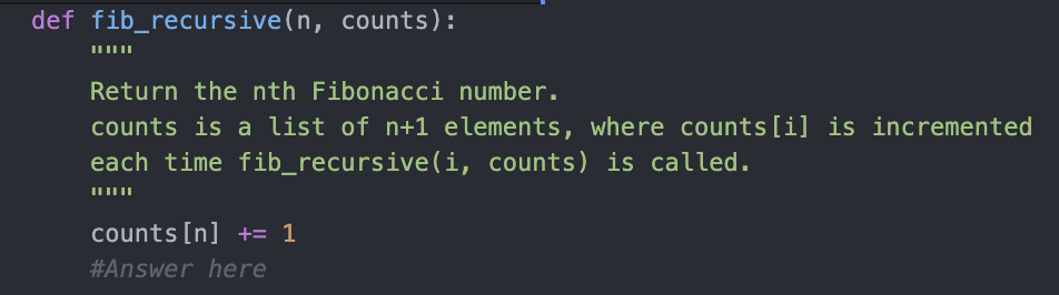 Solved def fib_recursive(n, counts): Return the nth | Chegg.com