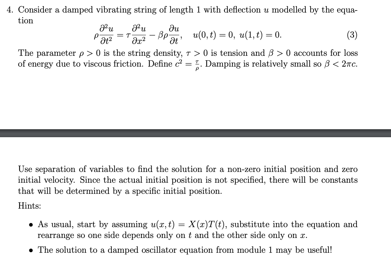 Solved 22u 4. Consider a damped vibrating string of length 1 | Chegg.com