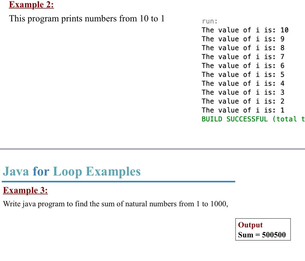 Solved Example 2: This program prints numbers from 10 to 1 | Chegg.com