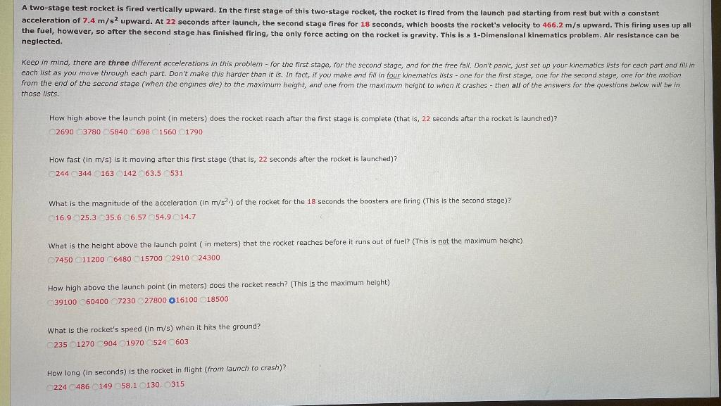 Solved neglected. those lists, How high above the launch | Chegg.com
