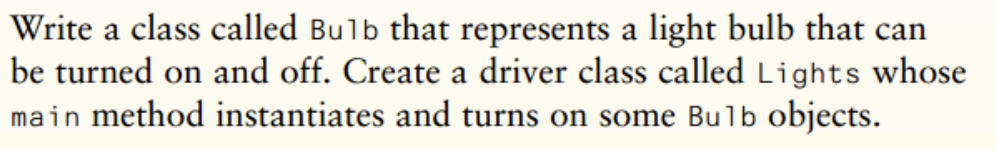Solved Write a class called Bulb that represents a light | Chegg.com