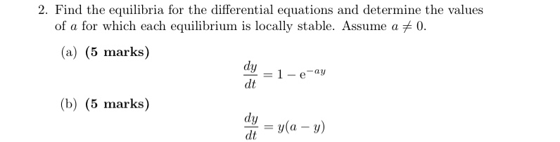 Solved 2. Find the equilibria for the differential equations | Chegg.com