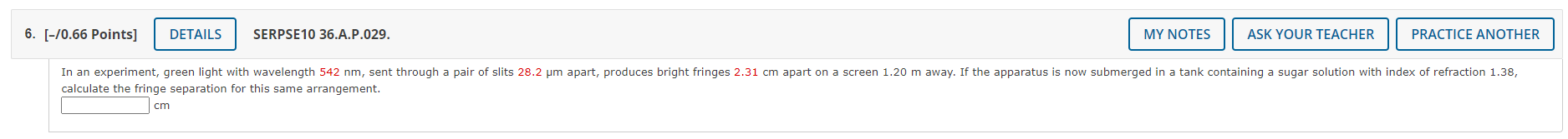 Solved calculate the fringe separation for this same | Chegg.com
