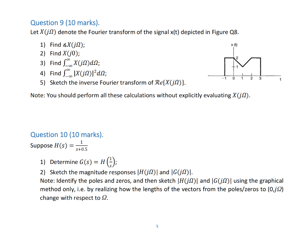 Solved Question 9 (10 marks). Let X(jΩ) denote the Fourier | Chegg.com