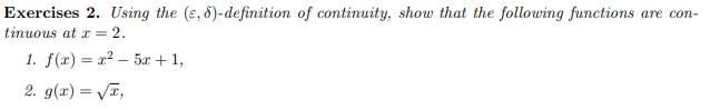 Solved Exercises 2. Using the (ε,δ)-definition of | Chegg.com