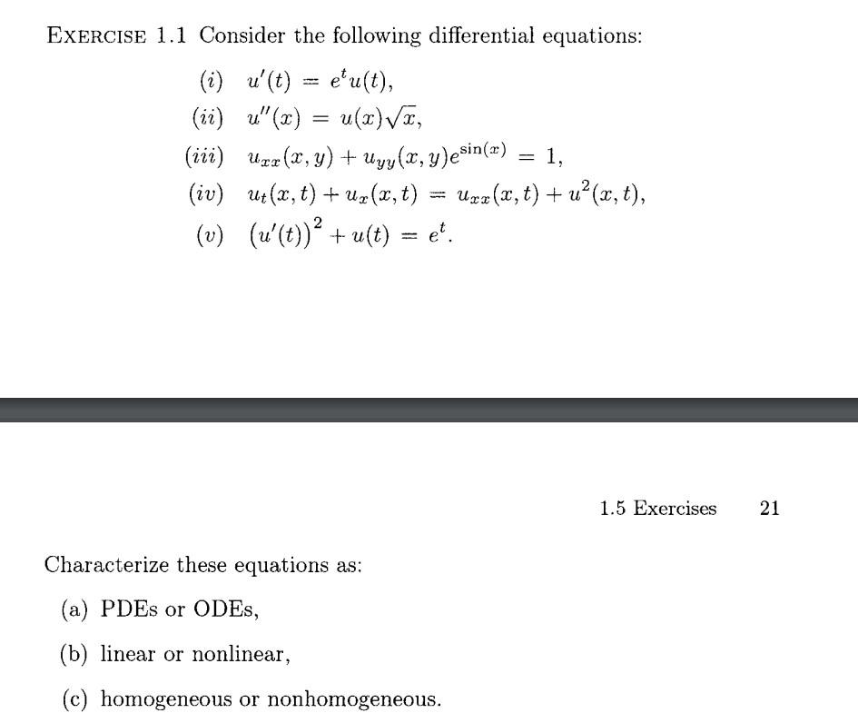 Solved EXERCISE 1.1 Consider the following differential | Chegg.com