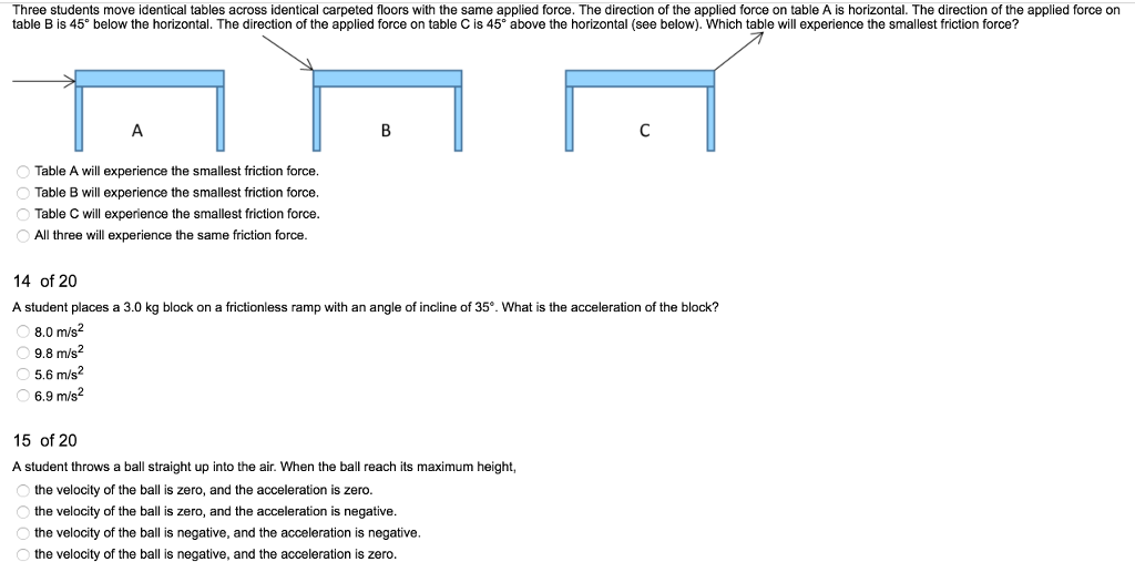 Solved Three students move identical tables across identical | Chegg.com