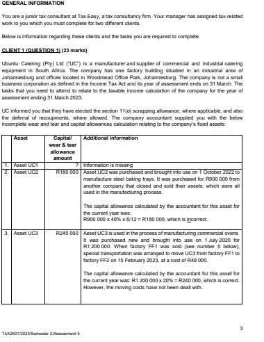 GENERAL INFORMATION You are a junior tax consultant | Chegg.com