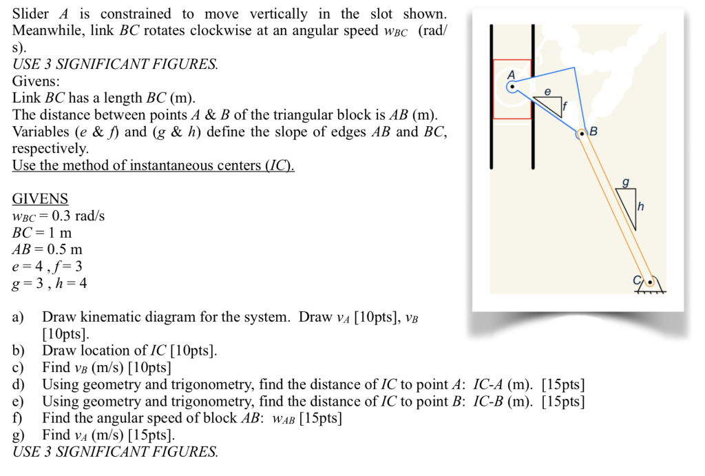 Solved А . Slider A is constrained to move vertically in the | Chegg.com