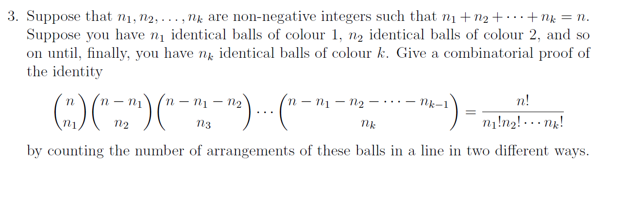 Solved Suppose that n1,n2,…,nk are non-negative integers | Chegg.com