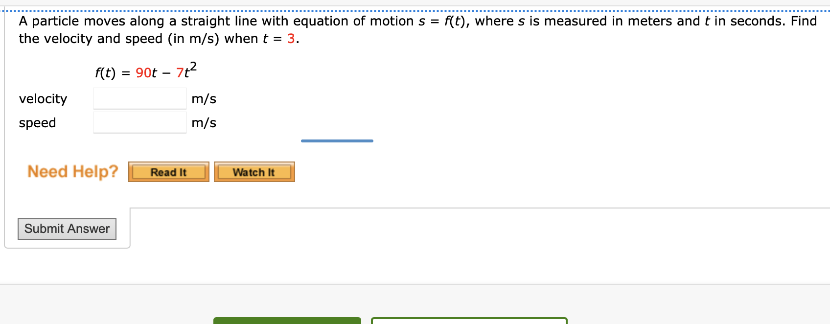 Solved A Particle Moves Along A Straight Line With Equation