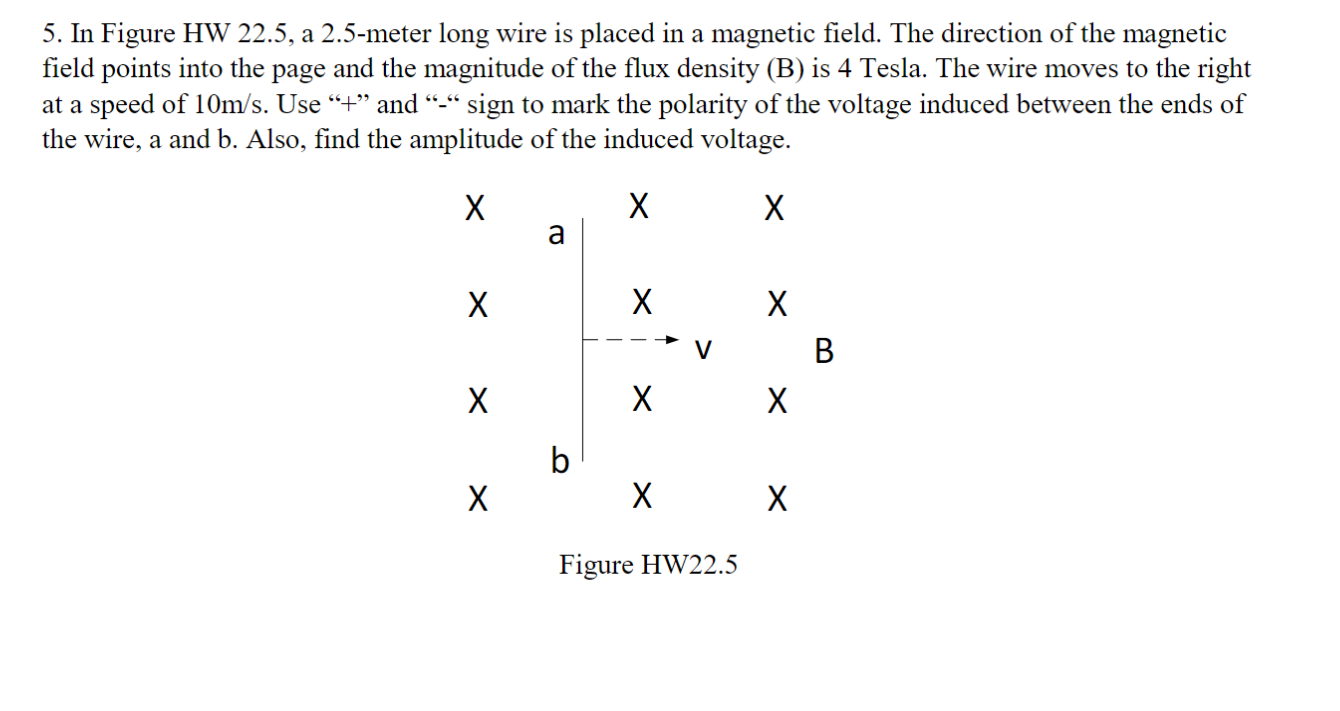 Solved 5. In Figure HW 22.5, a 2.5-meter long wire is placed | Chegg.com