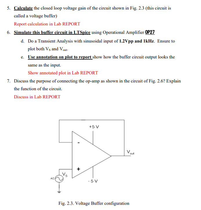 Solved 2.3 Non-Inverting Amplifier and Buffer 1. Calculate | Chegg.com