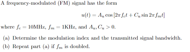 Solved 5. In a double sideband amplitude modulation with | Chegg.com