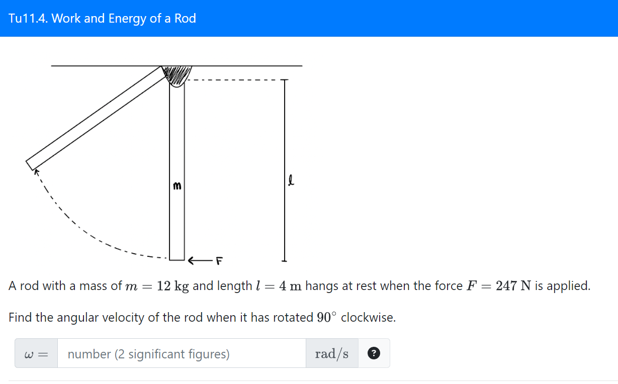 Solved Tu11.4. ﻿Work and Energy of a RodA rod with a mass of | Chegg.com