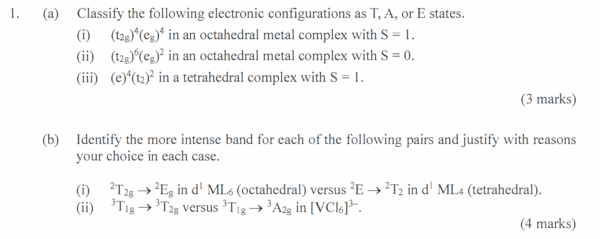 Solved (a) ﻿Classify the following electronic configurations | Chegg.com
