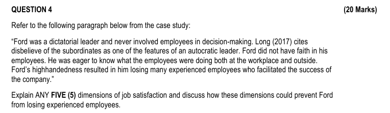 Solved QUESTION 4(20 ﻿Marks)Refer to the following paragraph | Chegg.com