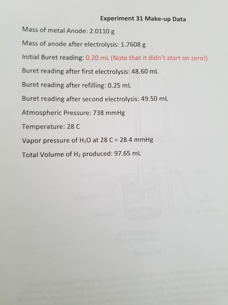 Solved Name Section Experiment 31 Data and Calculations: | Chegg.com