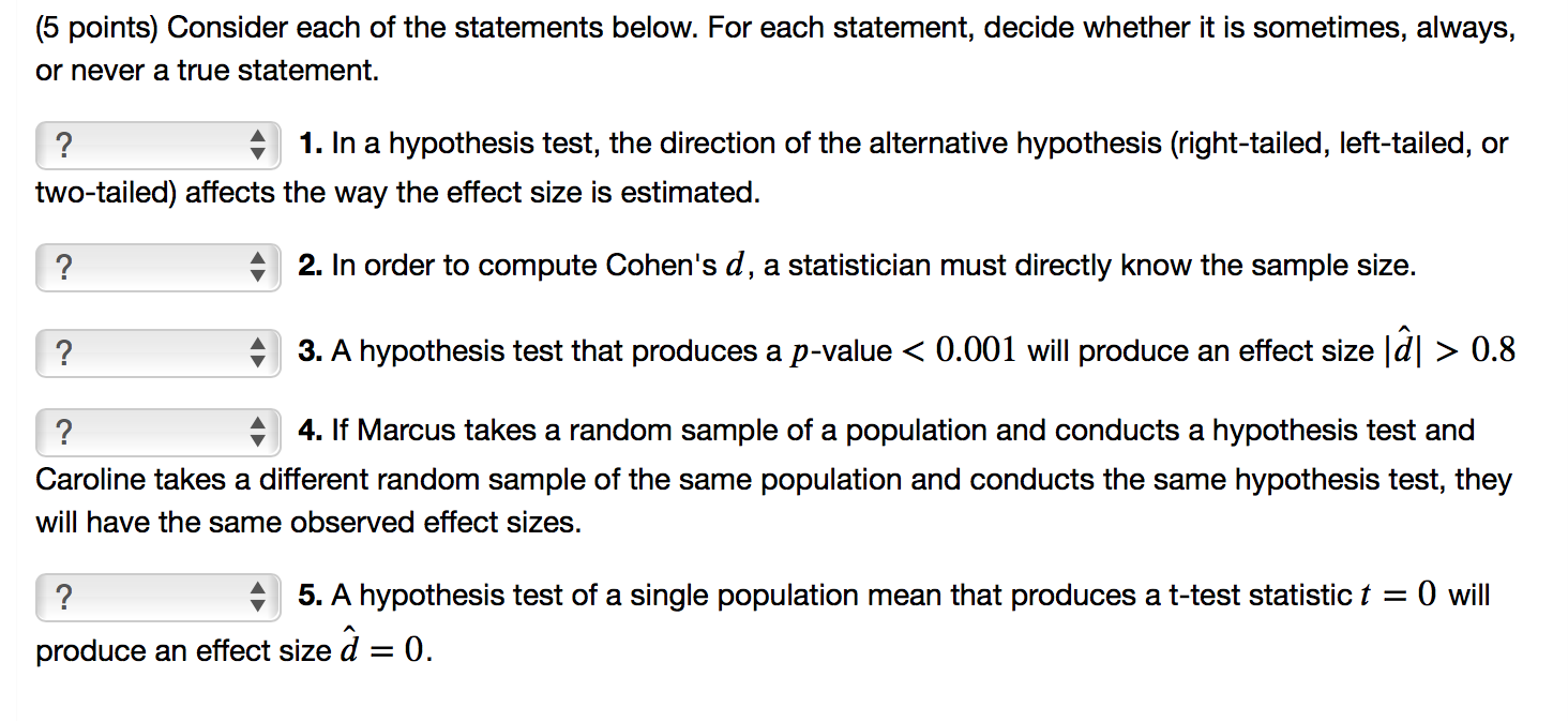 Solved (5 points) Consider each of the statements below. For | Chegg.com