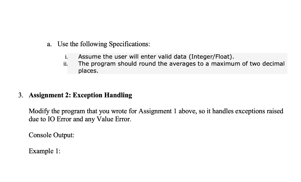 Solved 2. Assignment 1: Average of Numbers Design and write | Chegg.com