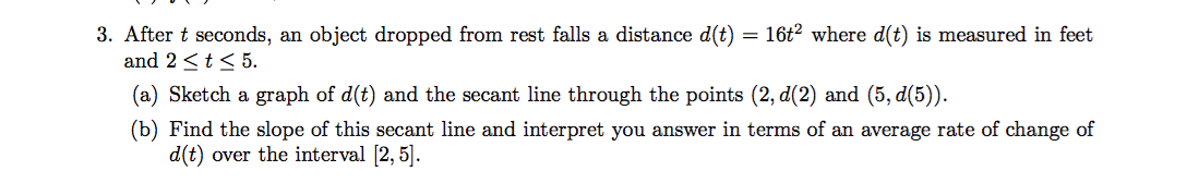 Solved 3. After t seconds, an object dropped from rest falls | Chegg.com