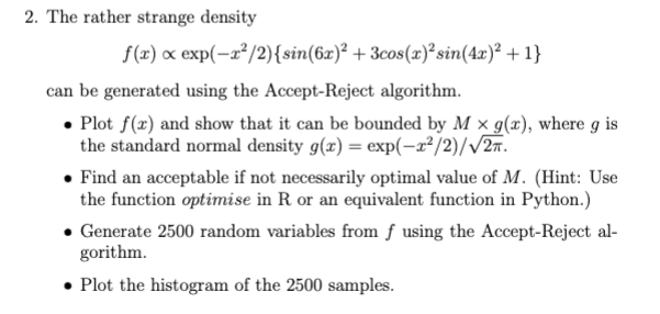 Solved 2. The rather strange density | Chegg.com