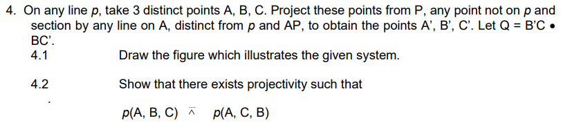 Solved 4. On any line \\( p \\), take 3 distinct points A, | Chegg.com