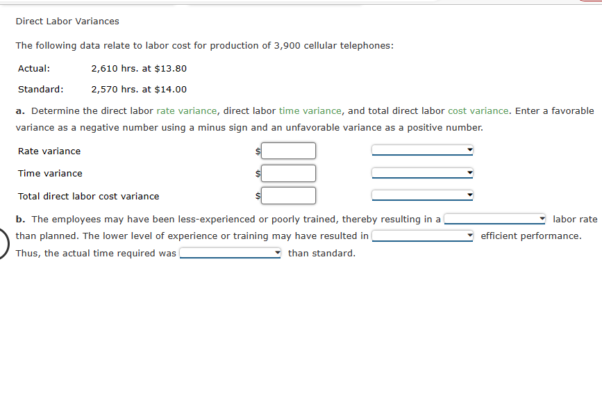 Solved Direct Labor Variances The following data relate to | Chegg.com