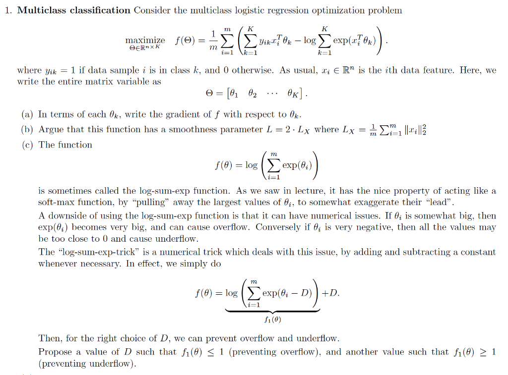 1. Multiclass classification Consider the multiclass | Chegg.com