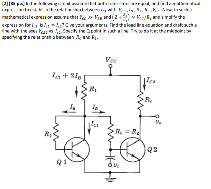 Solved In the following circuit assume that both transistors | Chegg.com