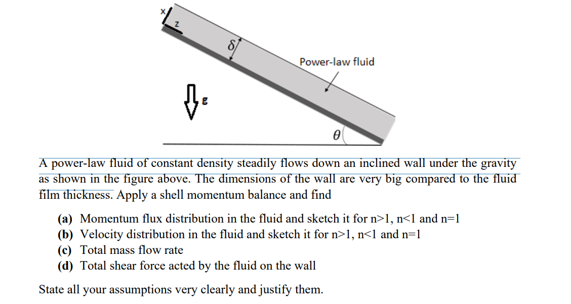 Solved A power-law fluid of constant density steadily flows | Chegg.com