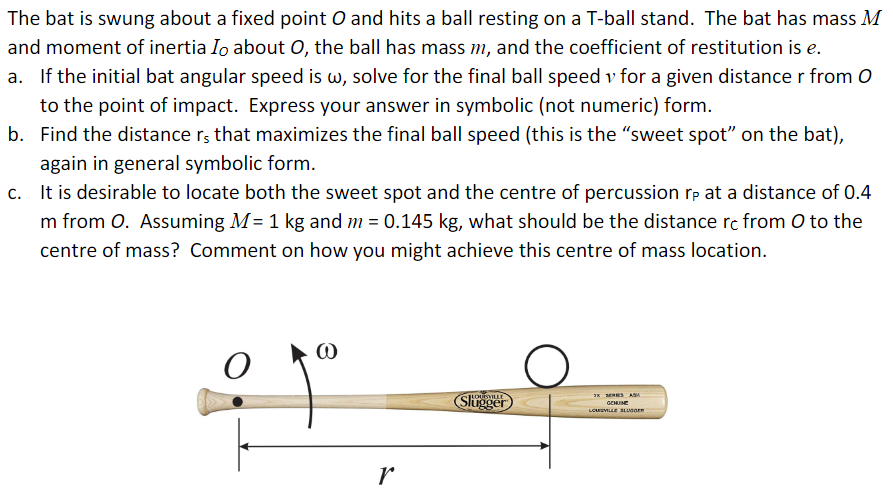 Solved The bat is swung about a fixed point O and hits a | Chegg.com