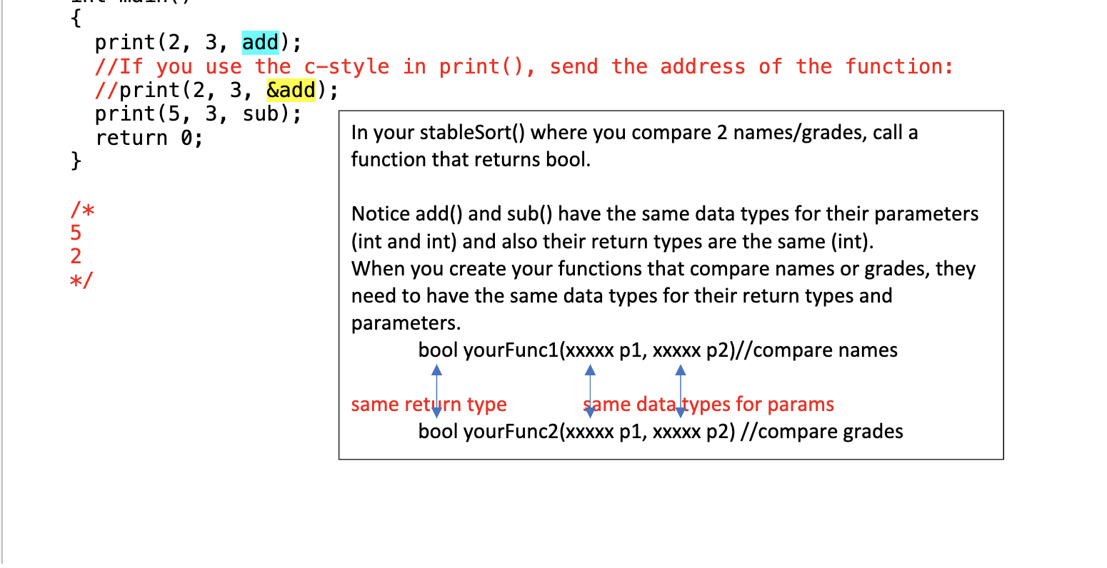 Solved In C++, this has to do with passing functions in | Chegg.com