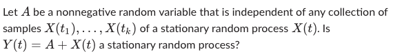 Solved Let A be a nonnegative random variable that is | Chegg.com