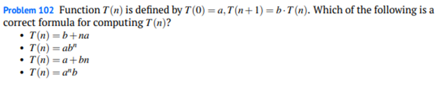 Solved Problem 102 Function T(n) is defined by | Chegg.com