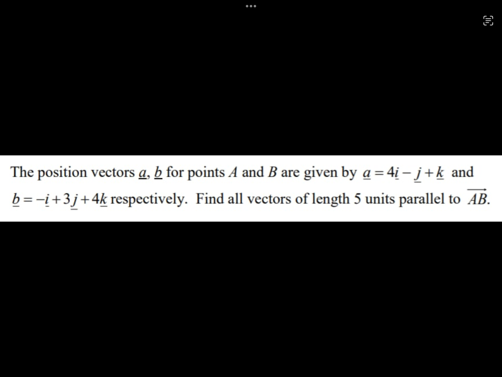 Solved ... The position vectors a, b for points A and B are | Chegg.com