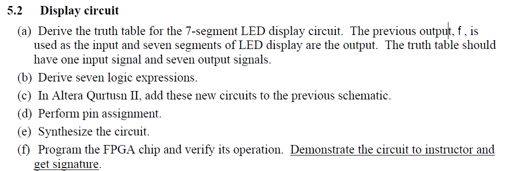 Solved 5.2 Display circuit (a) Derive the truth table for | Chegg.com