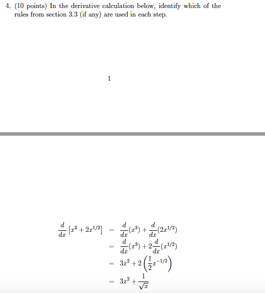 Solved 4. (10 points) In the derivative calculation below, | Chegg.com