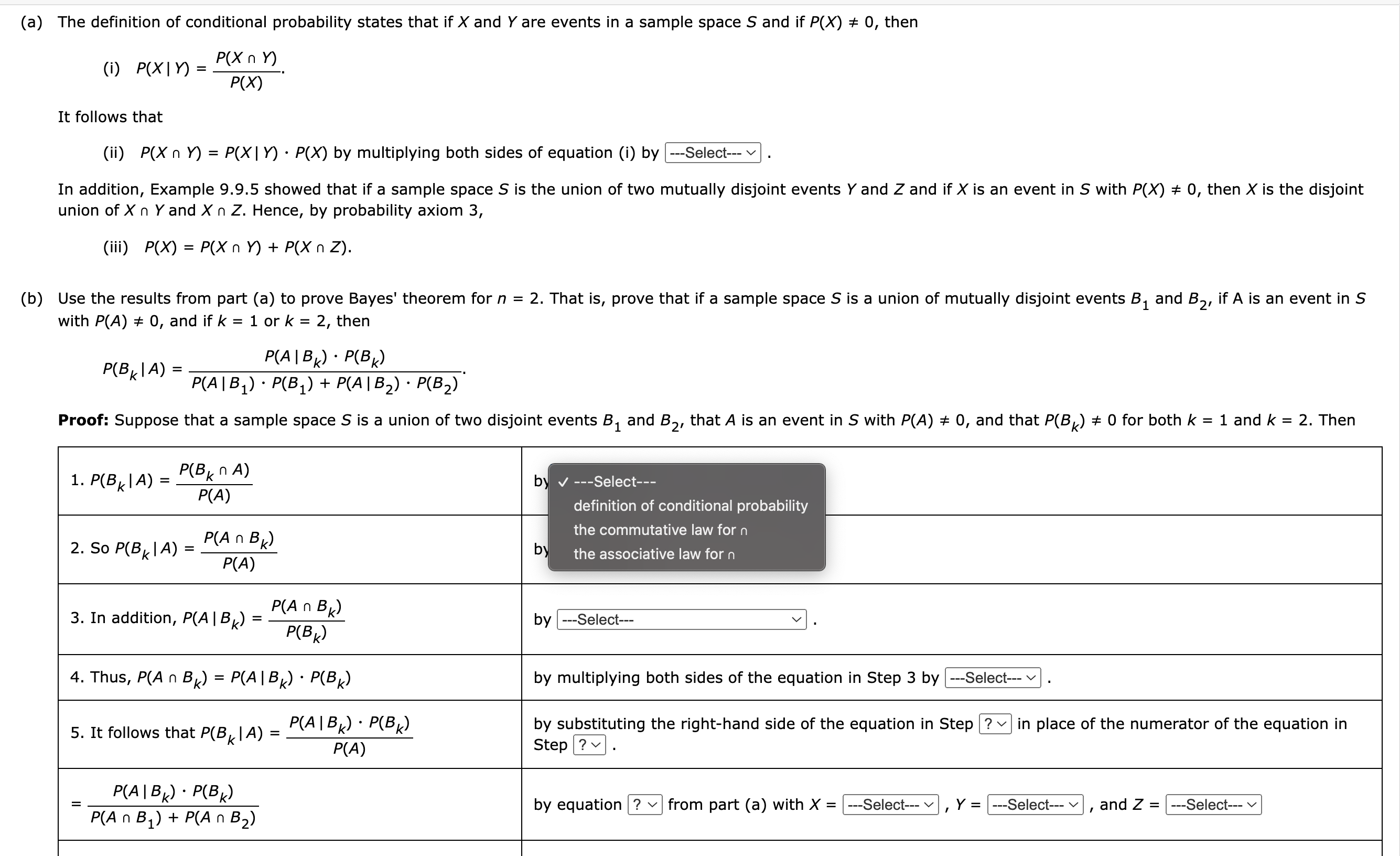 Solved a) The definition of conditional probability states | Chegg.com