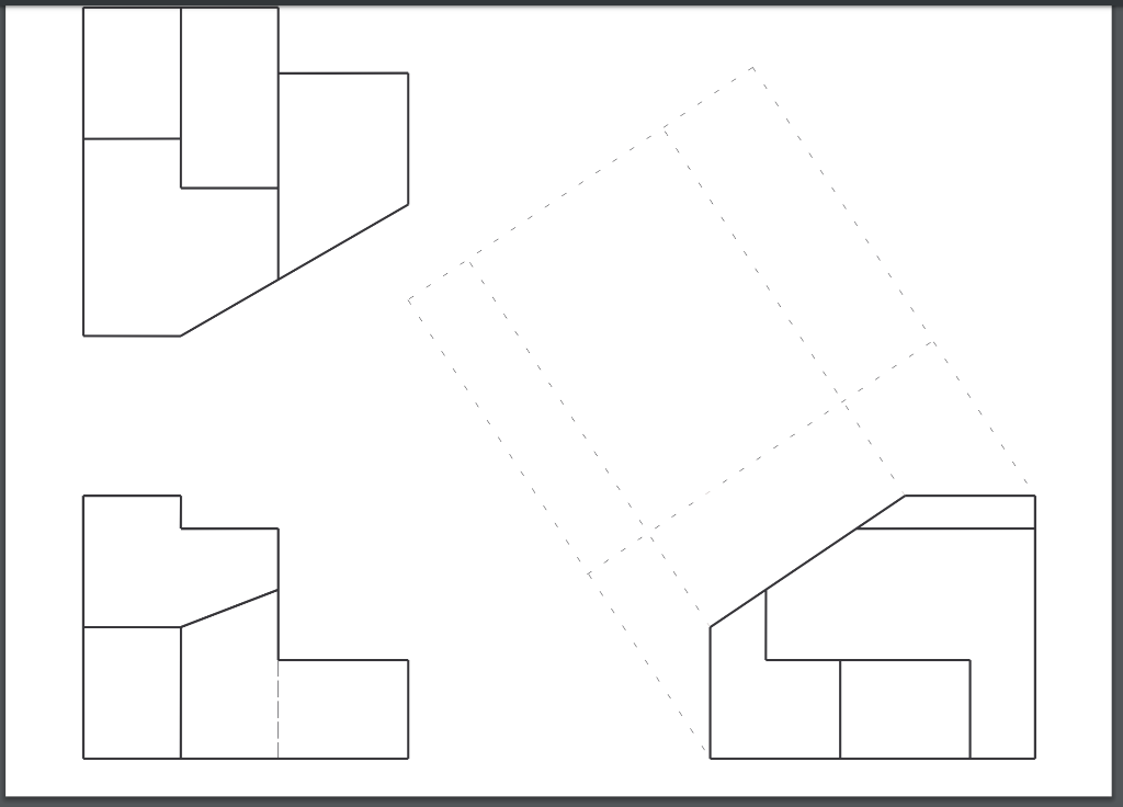 Solved Create the auxiliary view for the single drawing | Chegg.com