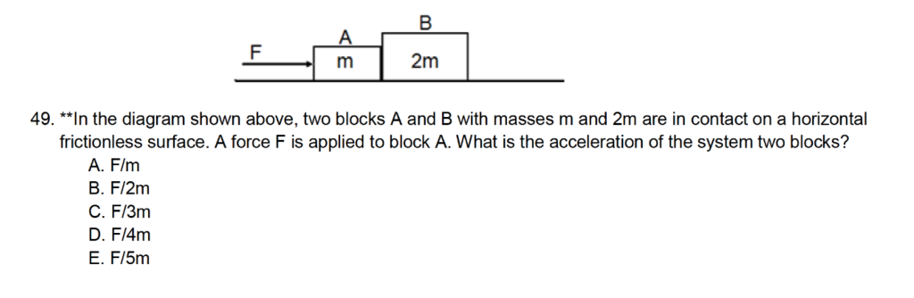 Solved 2m 49. **In the diagram shown above, two blocks A and | Chegg.com