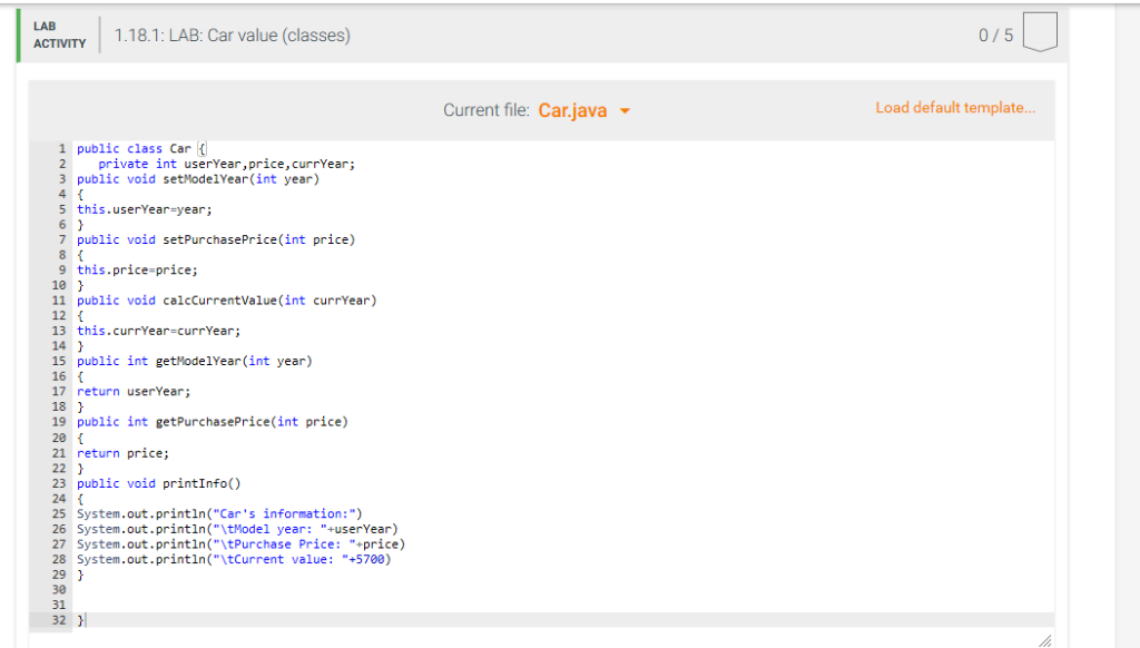 Solved 118 Lab Car Value Classes Given Main Complete Car Class File Carjava Methods Set Get
