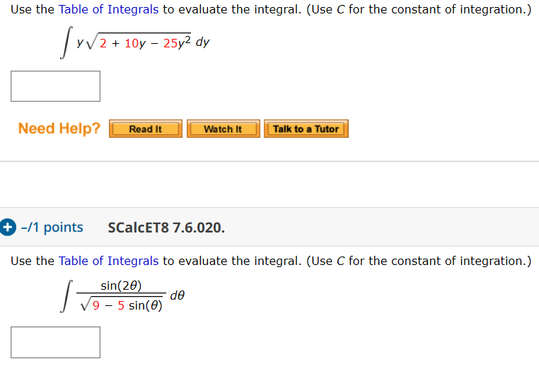 Solved Use the Table of Integrals to evaluate the integral. | Chegg.com