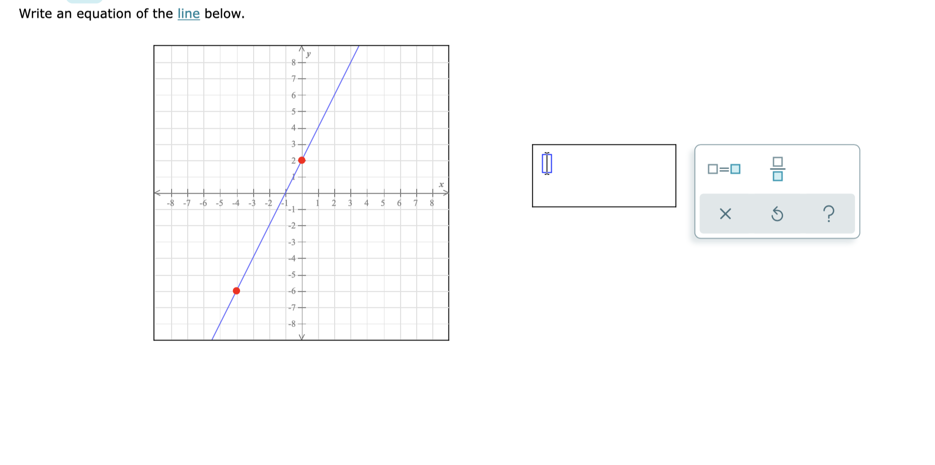Solved Write an equation of the line below. مود و دم دبا نہ | Chegg.com